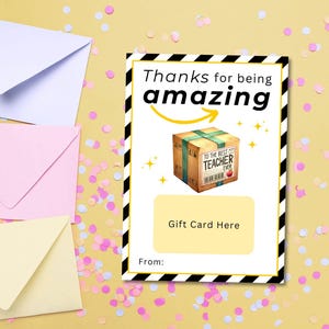 Teacher Thank You Gift Card Holder, Elementary Teacher Appreciation ...