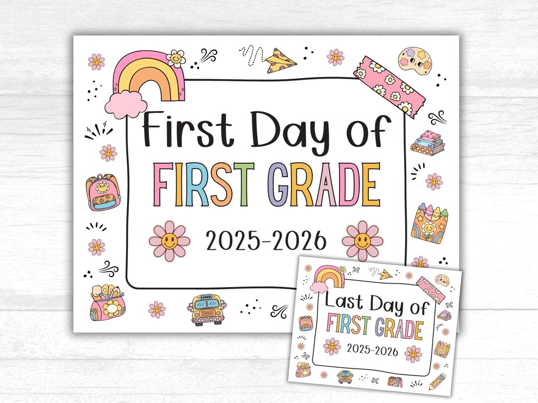 First Day of School Sign First Grade Printable Back to School Sign ...
