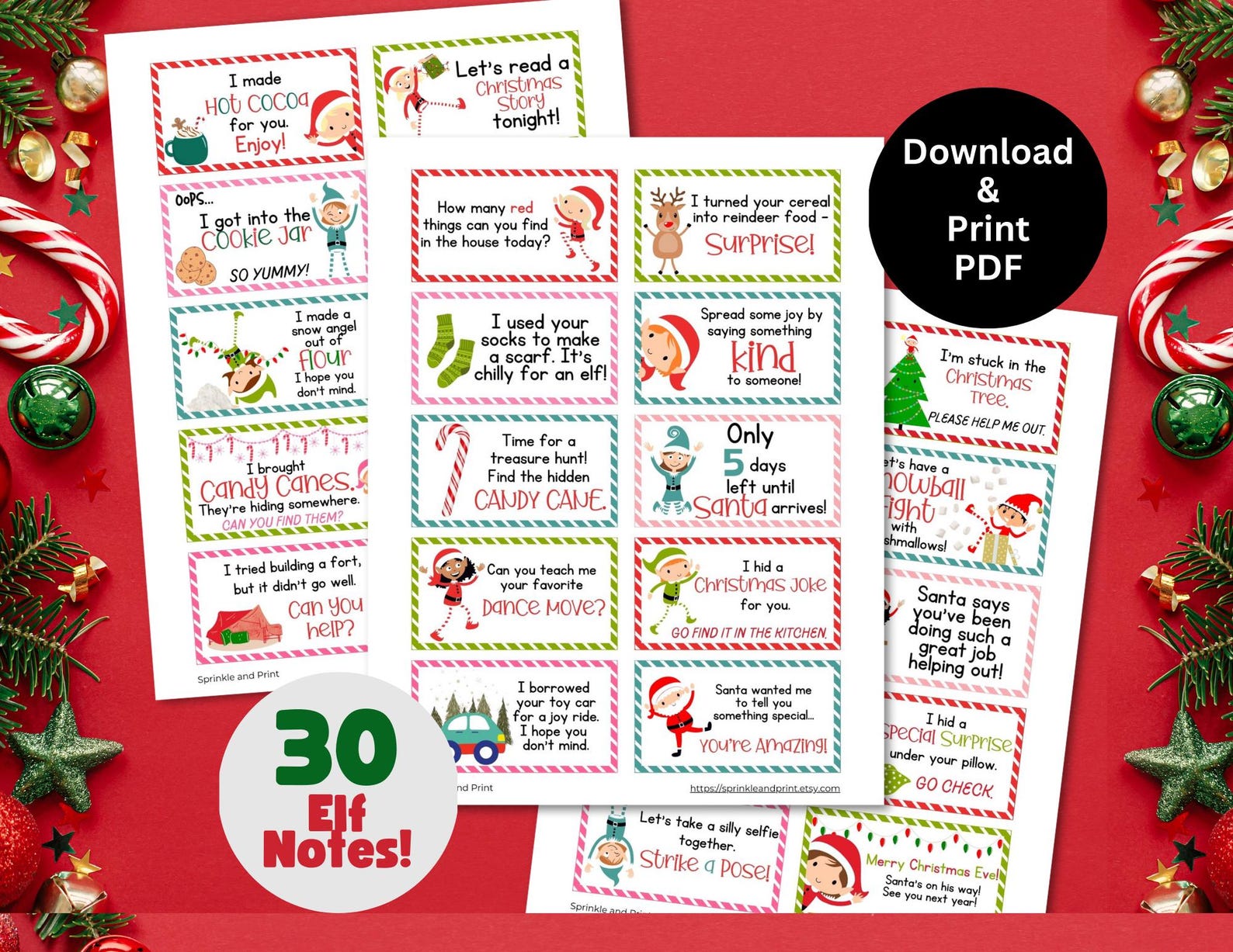 Printable Elf Notes From Elf Note Cards Elf Letter Message, Digital ...