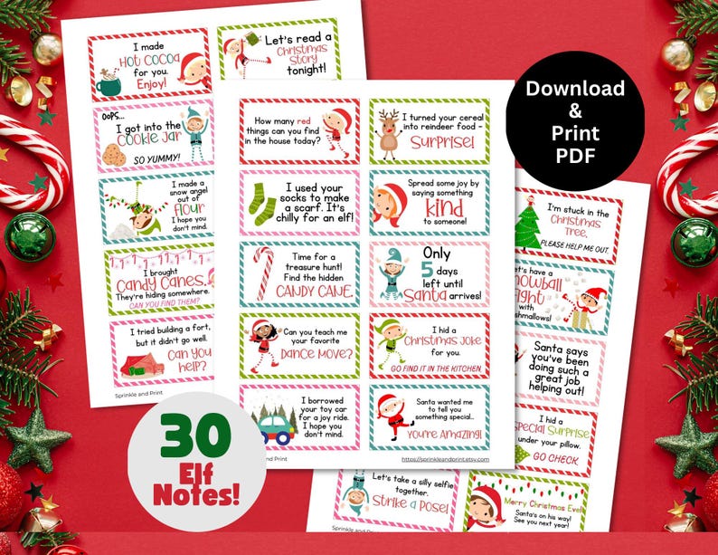Printable Elf Notes From Elf Note Cards Elf Letter Message, Digital ...