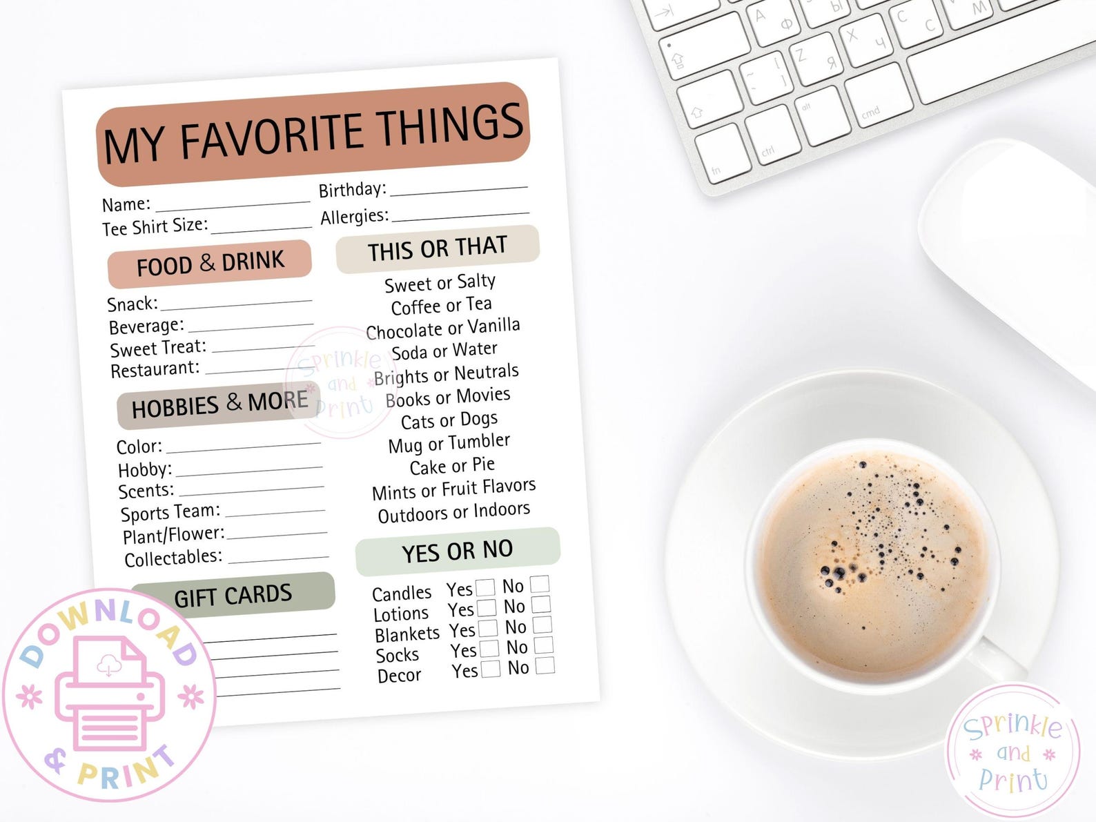 Employee Favorites List Getting to Know You Printable My Favorite ...