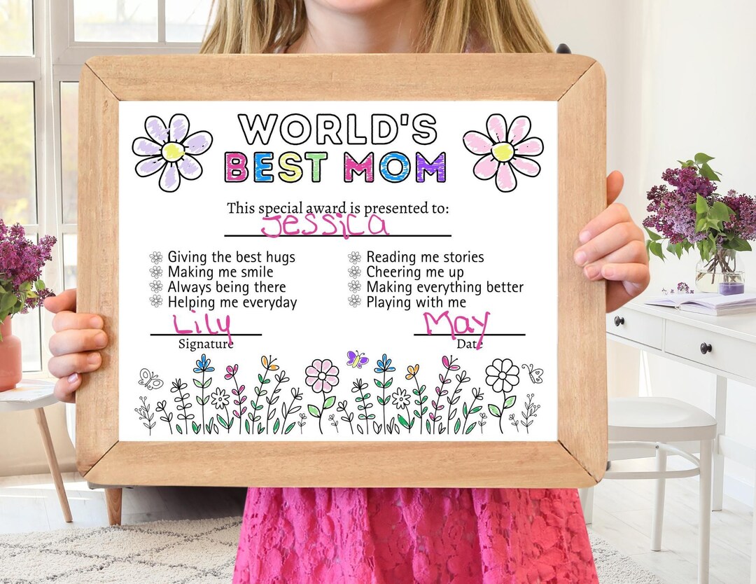 Best Mom Certificate Mothers Day Printable, Coloring Page, Best Mom ...