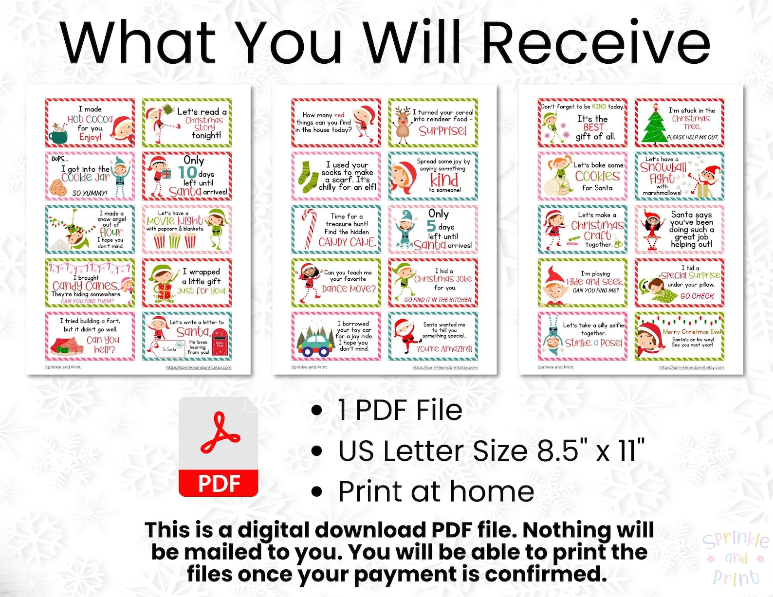 Printable Elf Notes From Elf Note Cards Elf Letter Message, Digital ...