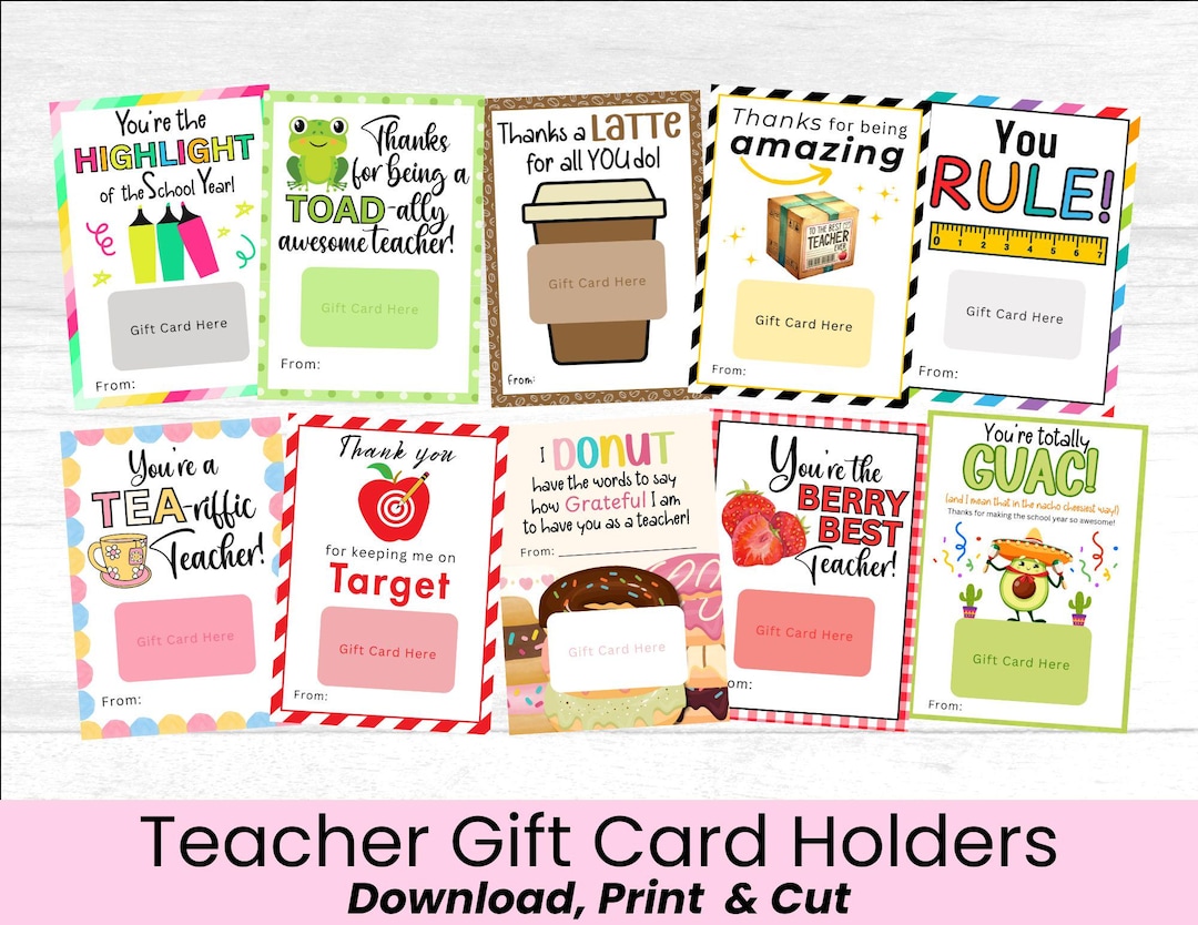 Teacher Thank You Gift Card Holder, Teacher Appreciation Week Gift Card ...