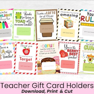 Teacher Thank You Gift Card Holder, Teacher Appreciation Week Gift Card ...