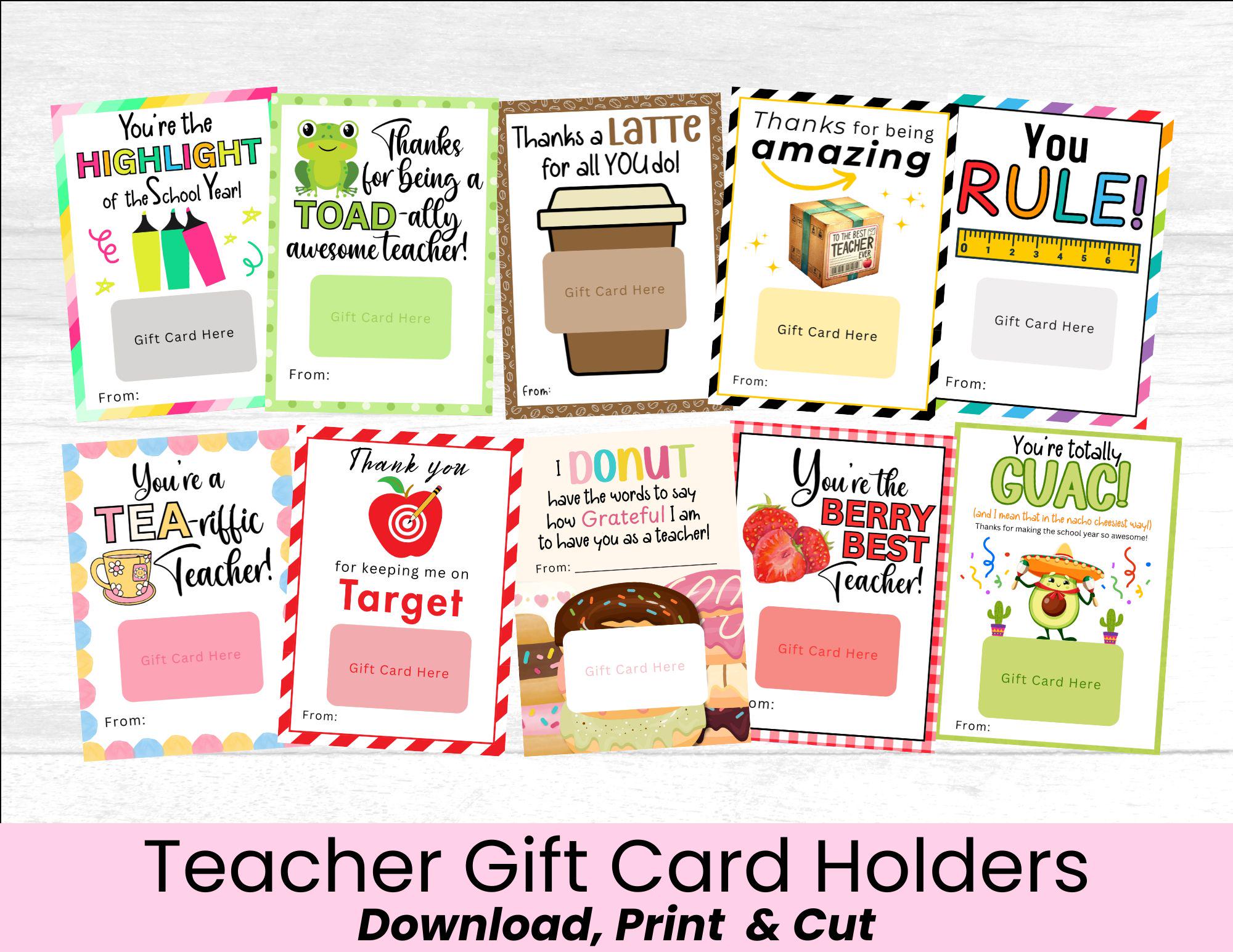 Teacher Thank You Gift Card Holder, Teacher Appreciation Week Gift Card ...