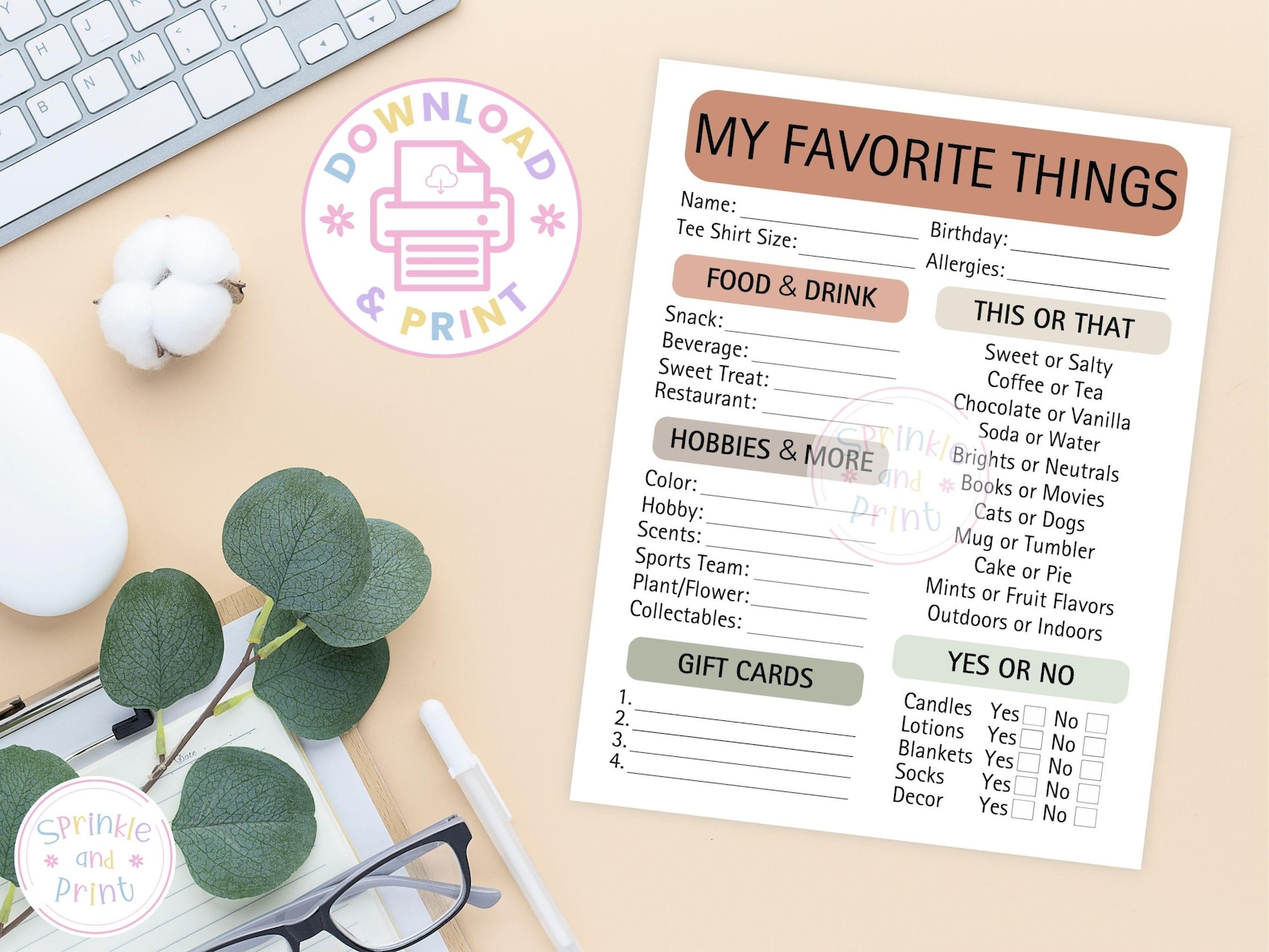 Employee Favorites List Getting to Know You Printable My Favorite ...