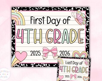 First Day of Fourth Grade Sign Printable Back to School Sign First Day ...