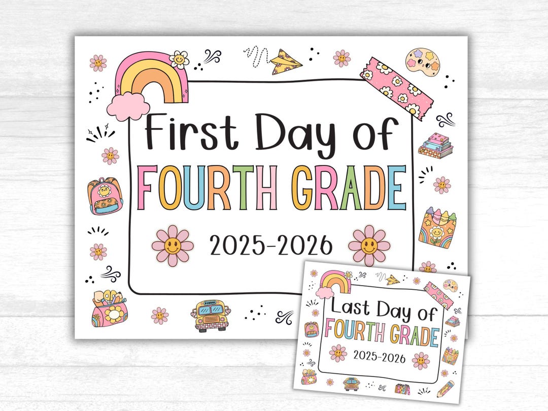 Fourth Grade First Day of School Sign Printable Back to School Sign ...