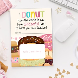 Teacher Thank You Gift Card Holder, Teacher Appreciation Week Donut ...