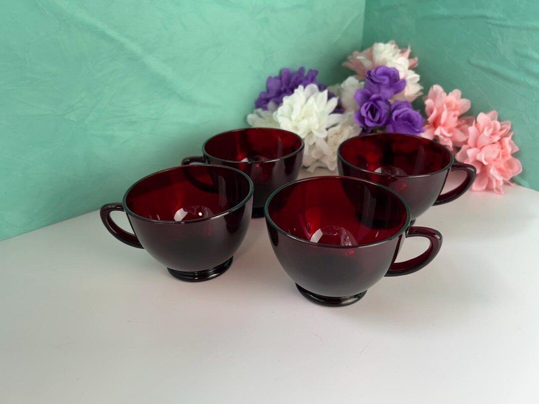 Mid-century Anchor Hocking Royal Ruby Red Punch / Snack 6 Oz Cups (set ...