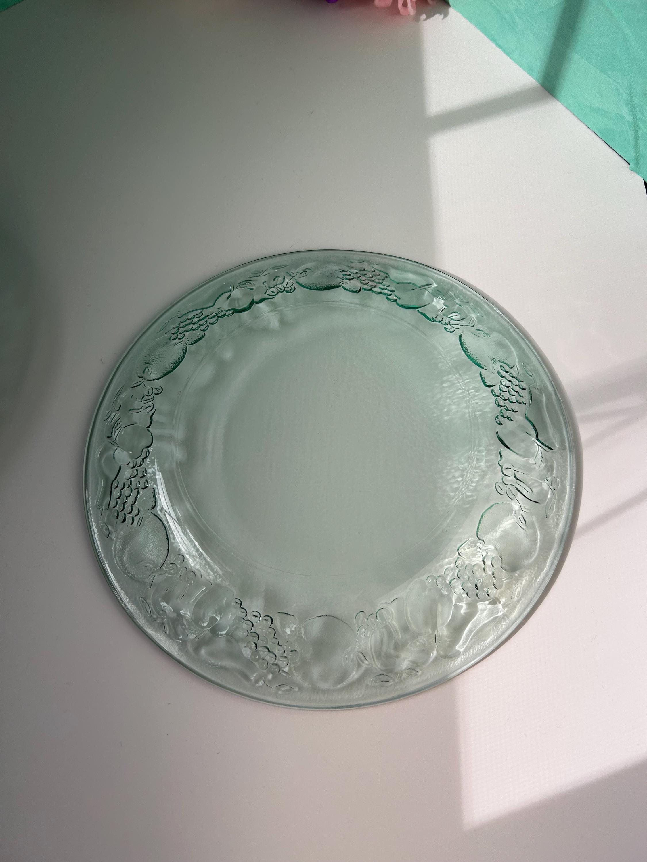 Vintage Libbey “orchard Fruit” Luncheon Plates – Seafoam/spanish Green ...