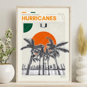 University of Miami, Miami Hurricanes, Miami, the U, Sports Poster, Mid ...