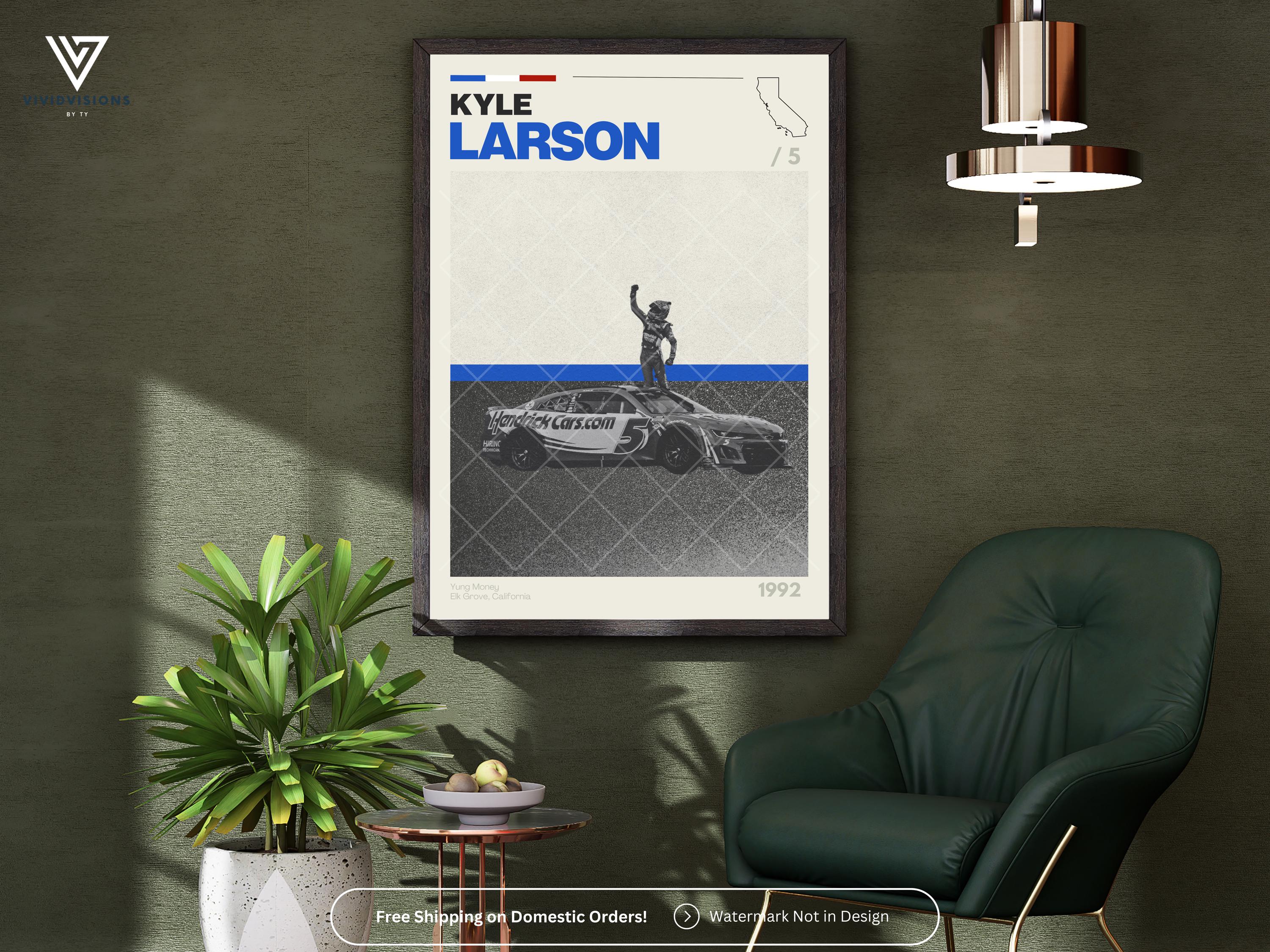 Kyle Larson Poster, Kyle Larson, Racing Poster, Mid Century Modern ...