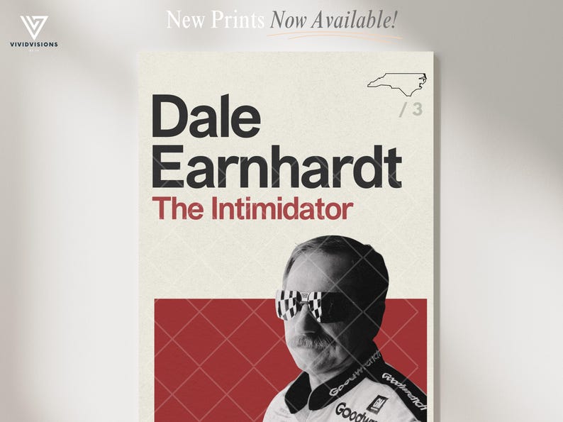 Dale Earnhardt Poster, Dale Earnhardt Art, Racing Poster, Mid Century ...