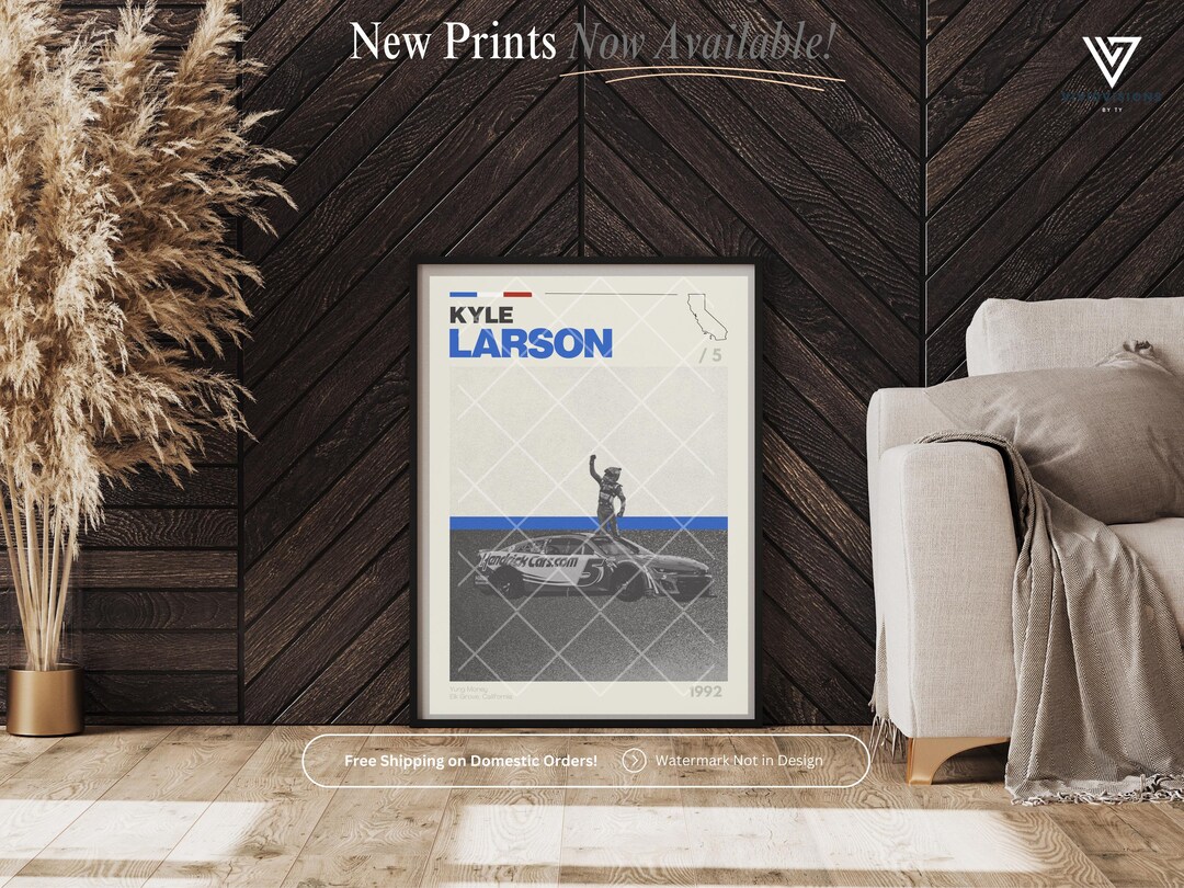 Kyle Larson Poster, Kyle Larson, Racing Poster, Mid Century Modern ...