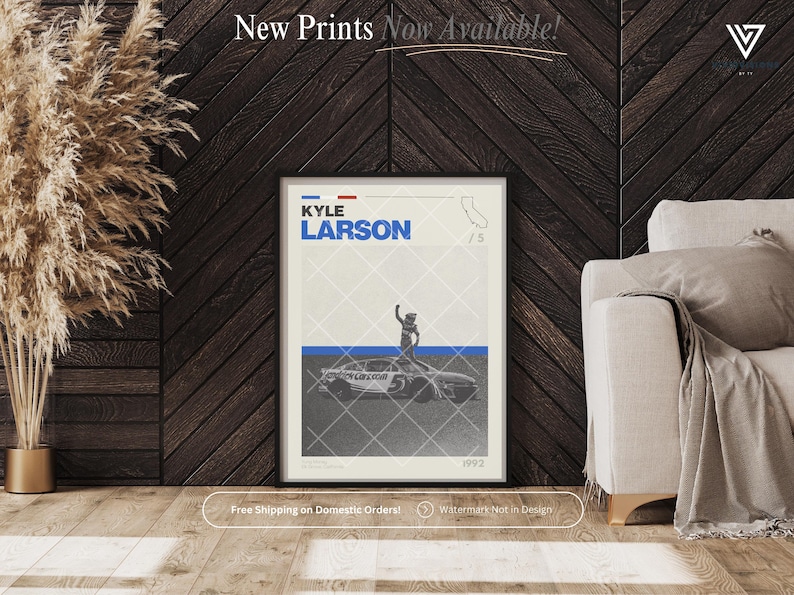 Kyle Larson Poster, Kyle Larson, Racing Poster, Mid Century Modern ...