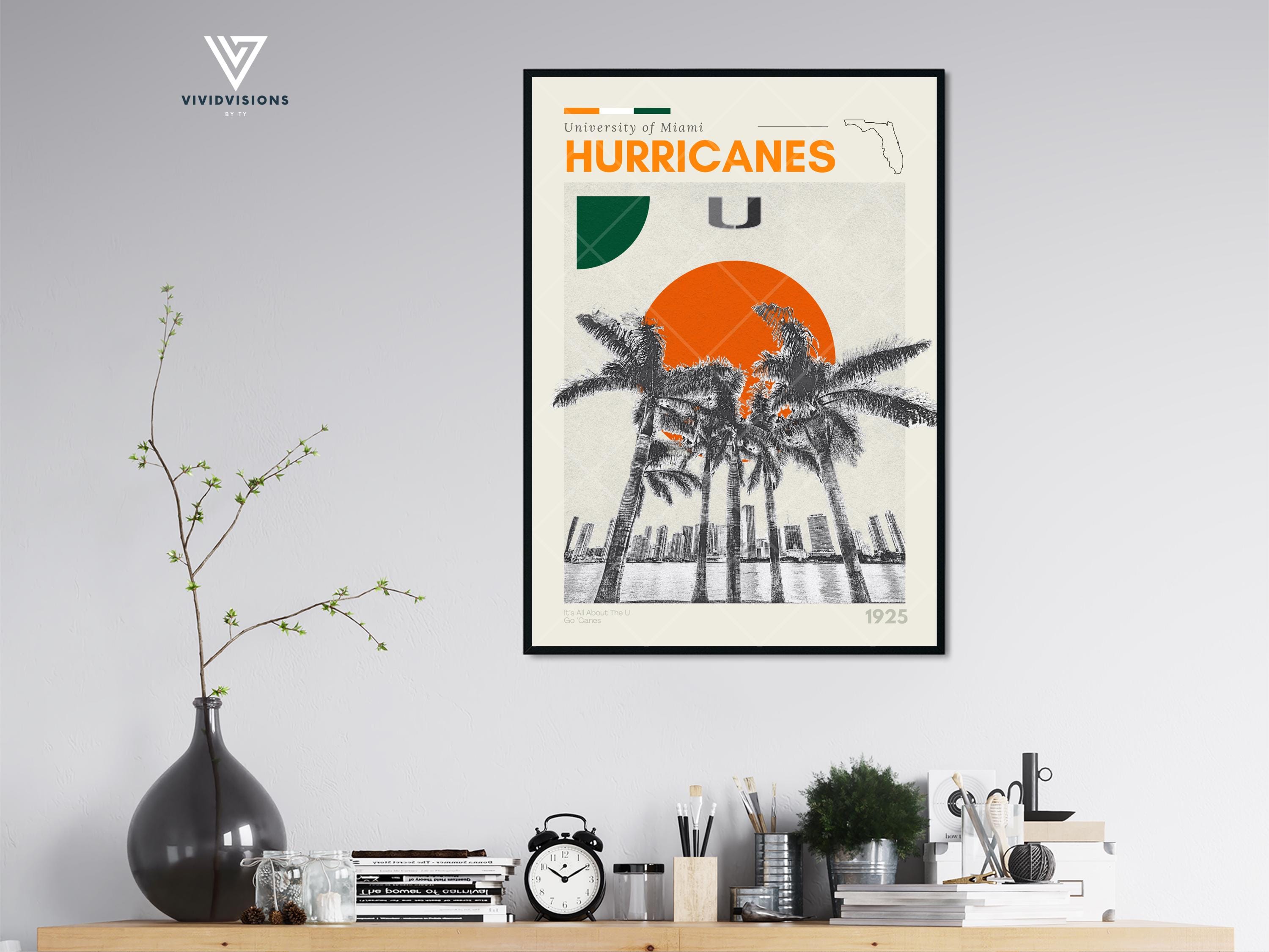 University of Miami, Miami Hurricanes, Miami, the U, Sports Poster, Mid ...