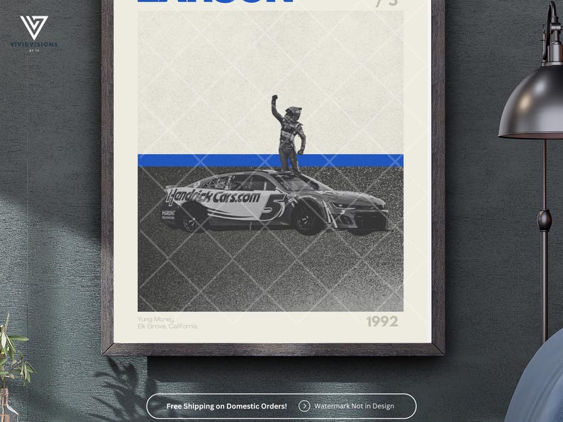 Kyle Larson Poster, Kyle Larson, Racing Poster, Mid Century Modern ...