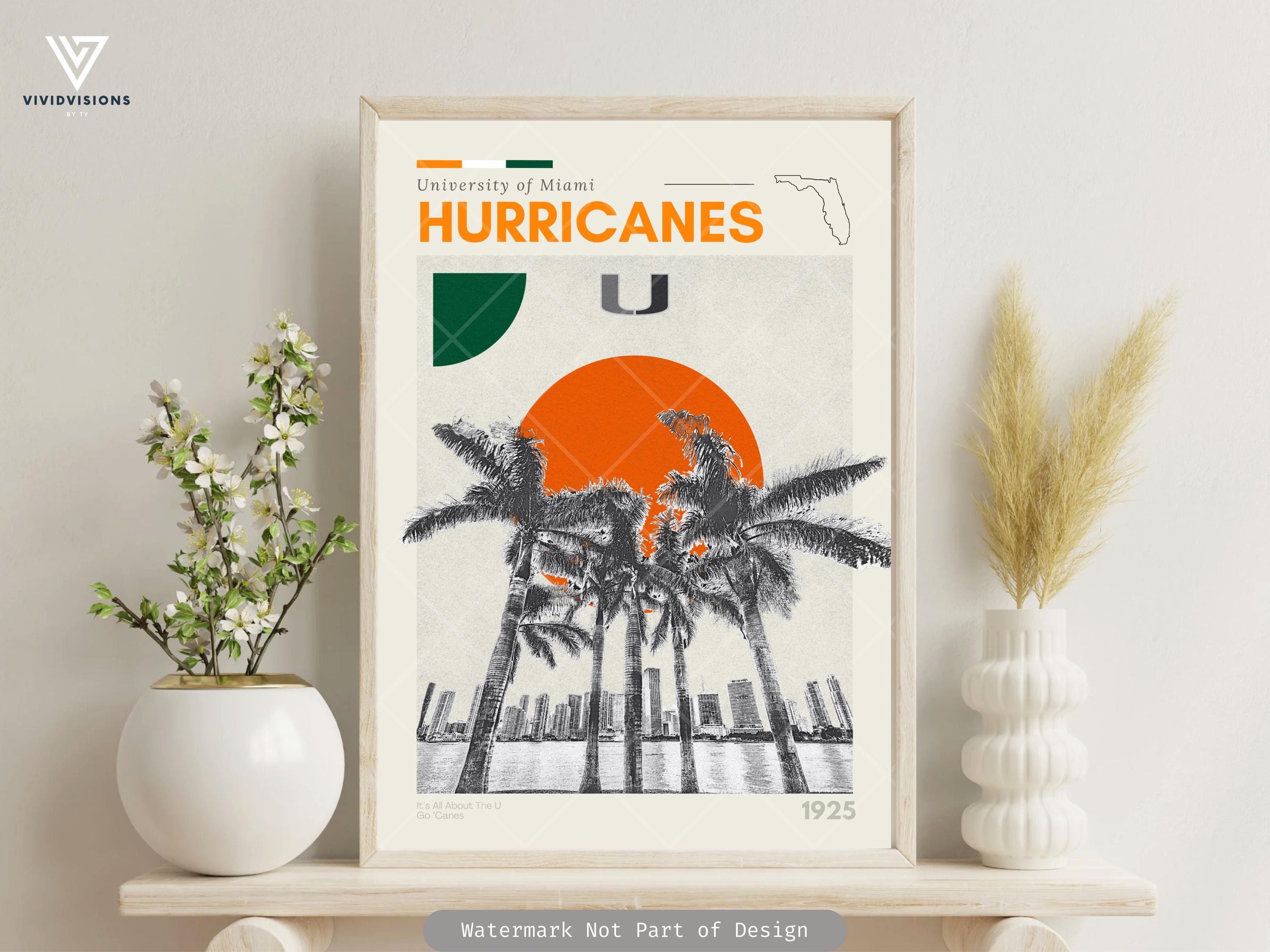 University of Miami, Miami Hurricanes, Miami, the U, Sports Poster, Mid ...