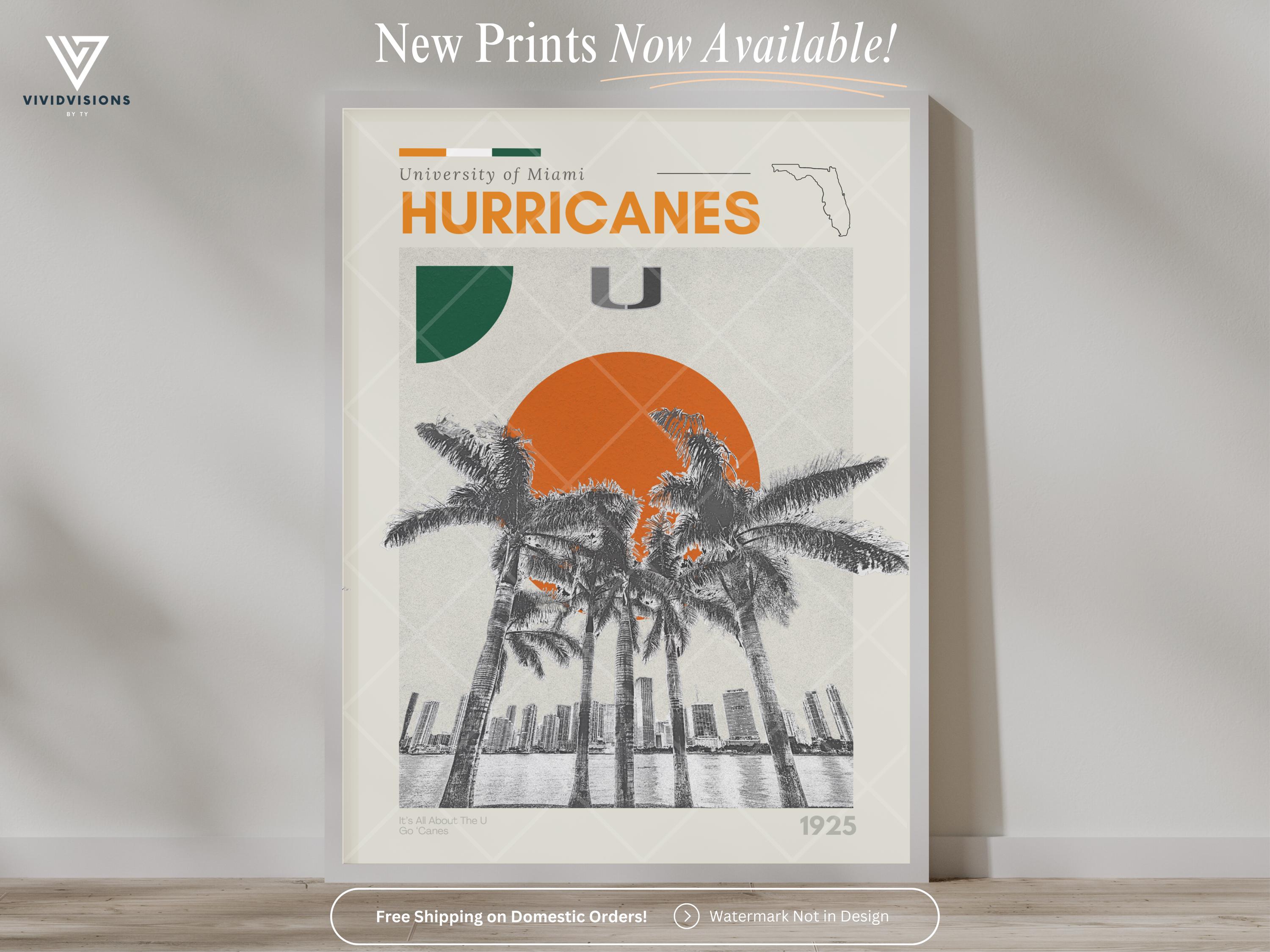 University of Miami, Miami Hurricanes, Miami, the U, Sports Poster, Mid ...