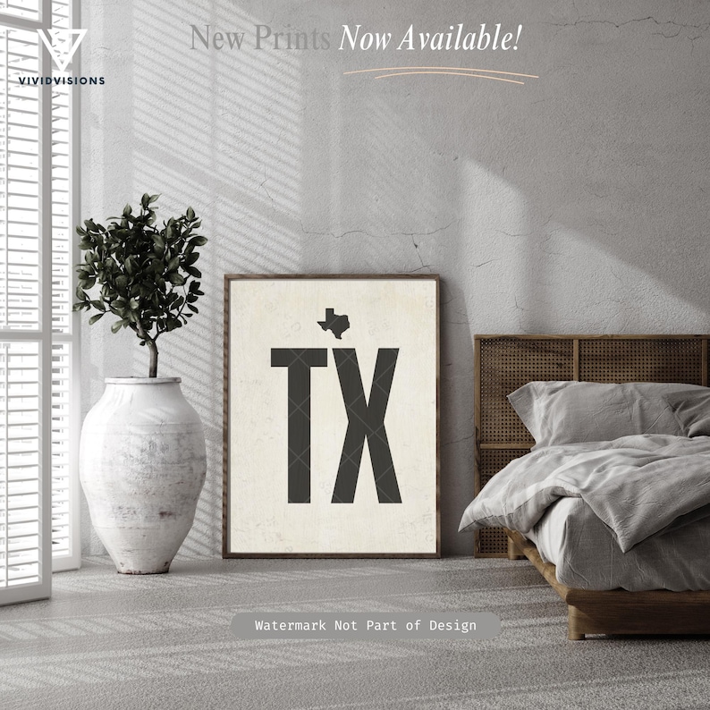 Texas Poster, Vintage Style Woodcut Wall Art, TX Print, State ...