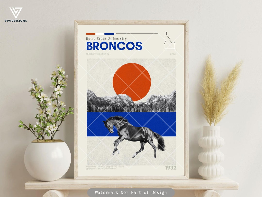 Boise State Broncos Poster: Mid-century Modern Minimalist Custom Wall ...