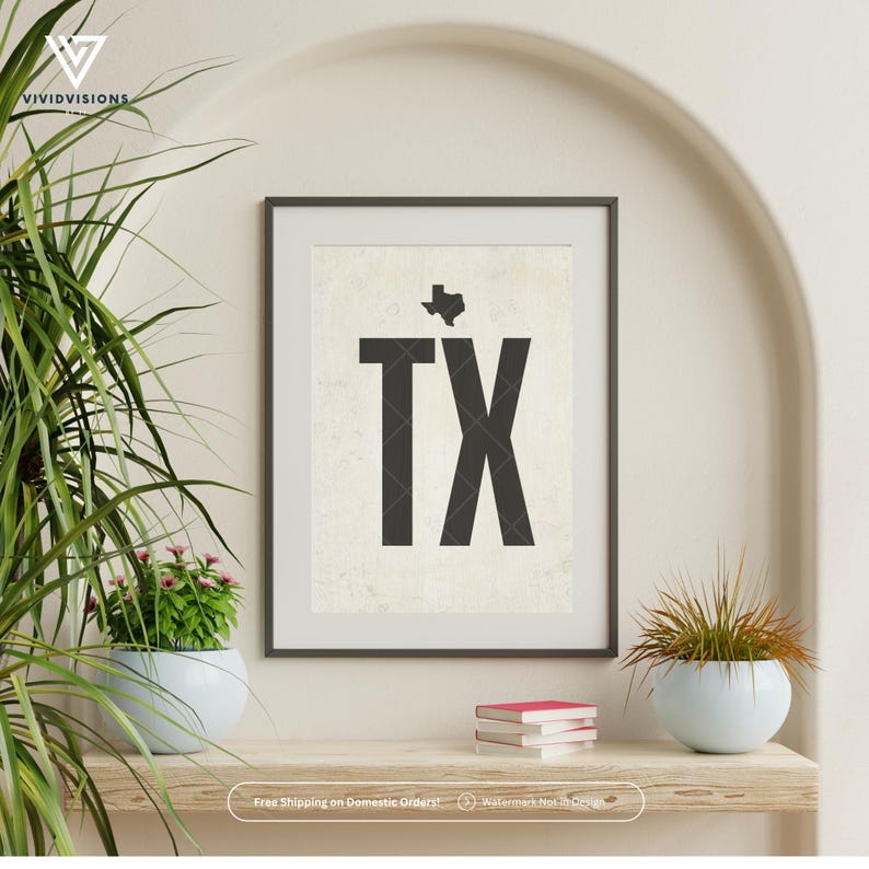 Texas Poster, Vintage Style Woodcut Wall Art, TX Print, State ...