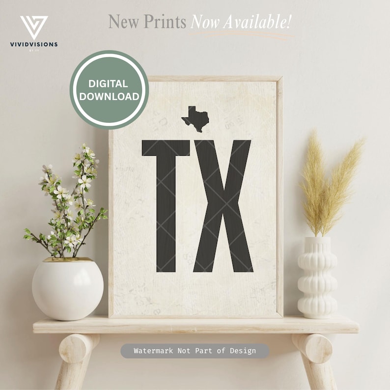 Texas Poster, Vintage Style Woodcut Wall Art, TX Print, State ...