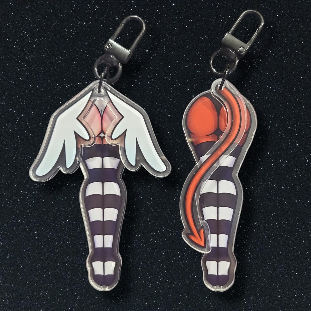 Angel Devil Tush Keychain - Etsy