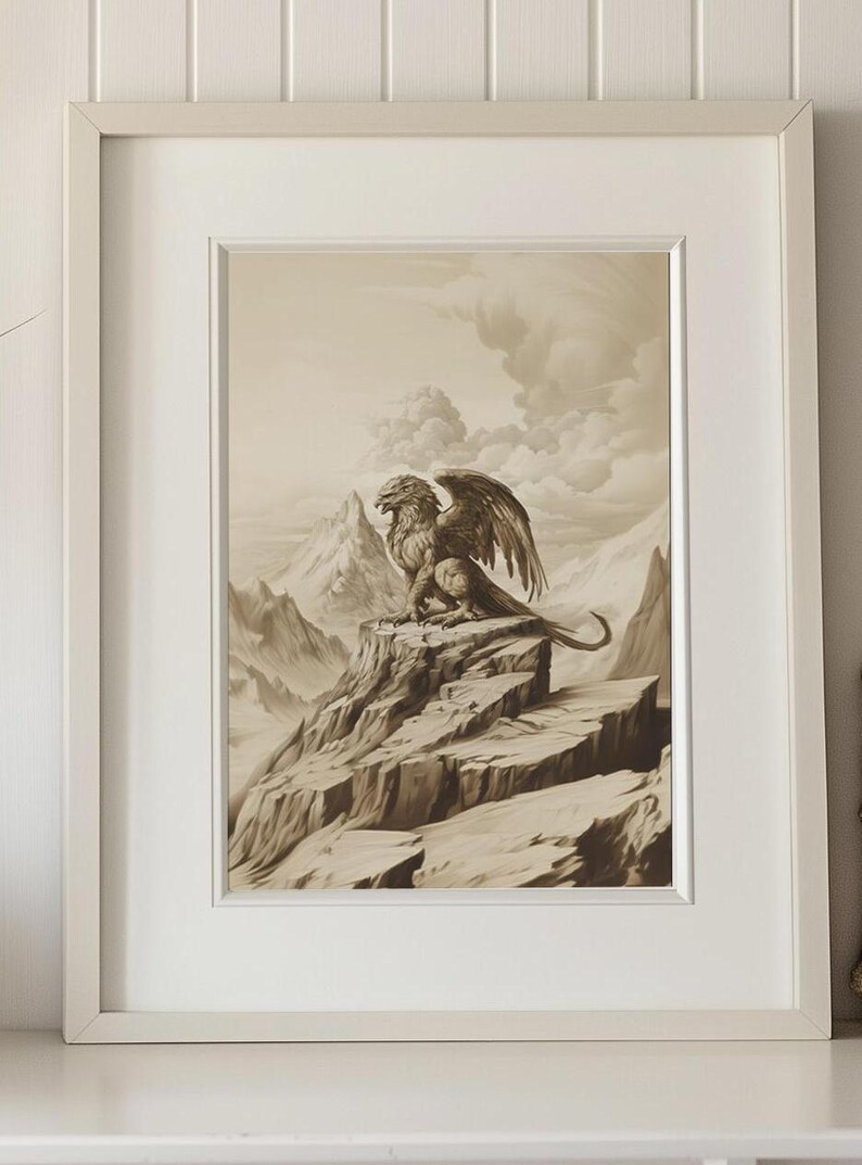 Fantasy Art, Griffin Print, Griffin Art, Fantasy Decor, Gothic Art - Etsy