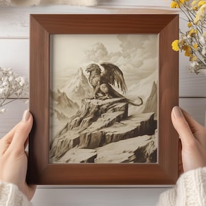 Fantasy Art, Griffin Print, Griffin Art, Fantasy Decor, Gothic Art - Etsy