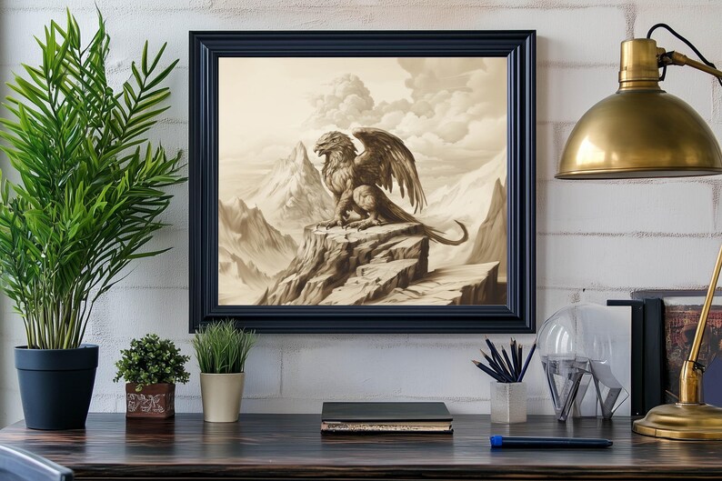 Fantasy Art, Griffin Print, Griffin Art, Fantasy Decor, Gothic Art - Etsy