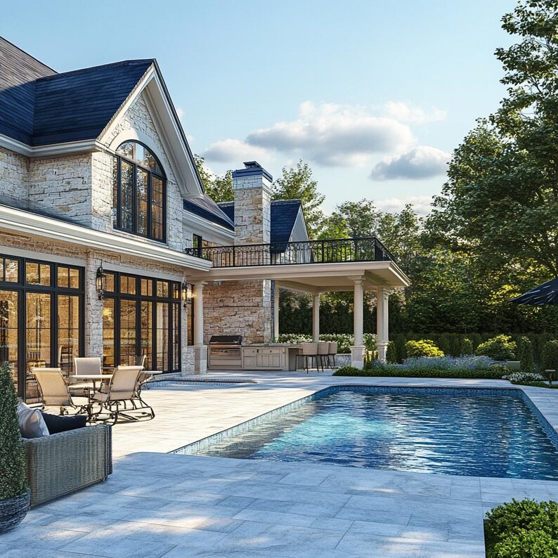 Custom Backyard Design, Backyard 3D Rendering, 3D Drawing, Landscape ...