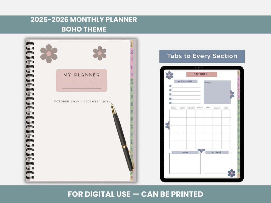 Digital Annual Planner | Printable 2025 Organizer for Women ...
