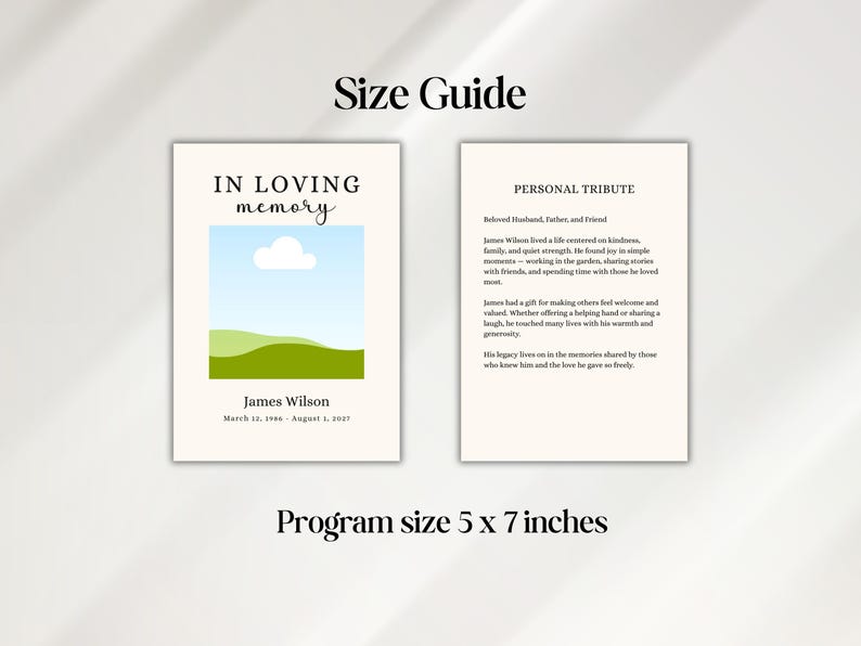 Editable Funeral Program Template Canva, Memorial Service Program ...