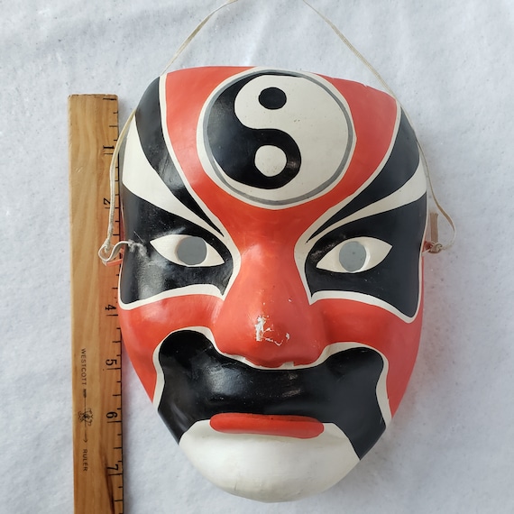 VINTAGE Kabuki Mask Paper Mache Japanese "Yoshiartumi… - Gem