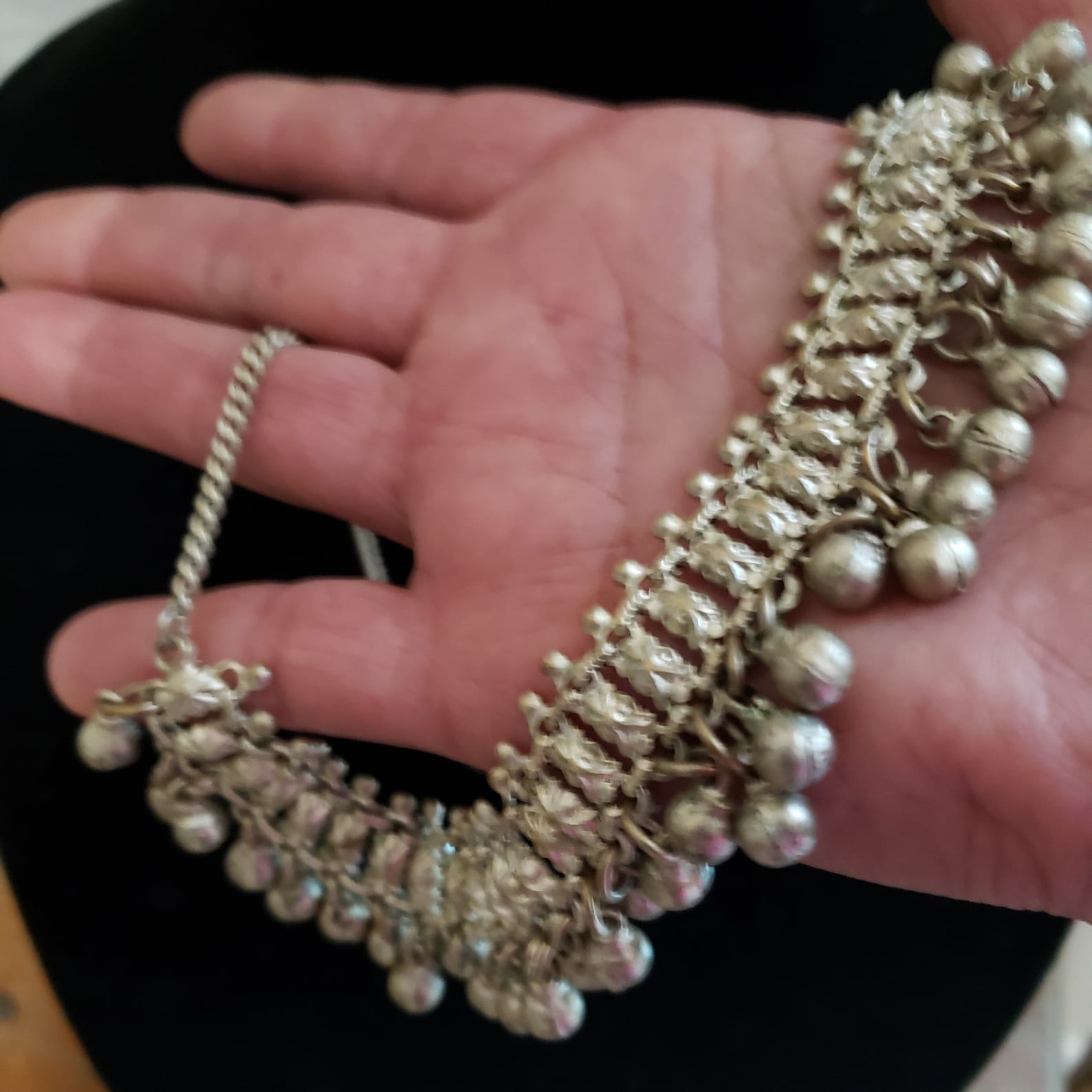 VINTAGE Silver-toned Brass Indian PATTILU NECKLACE 20 Inches - Etsy