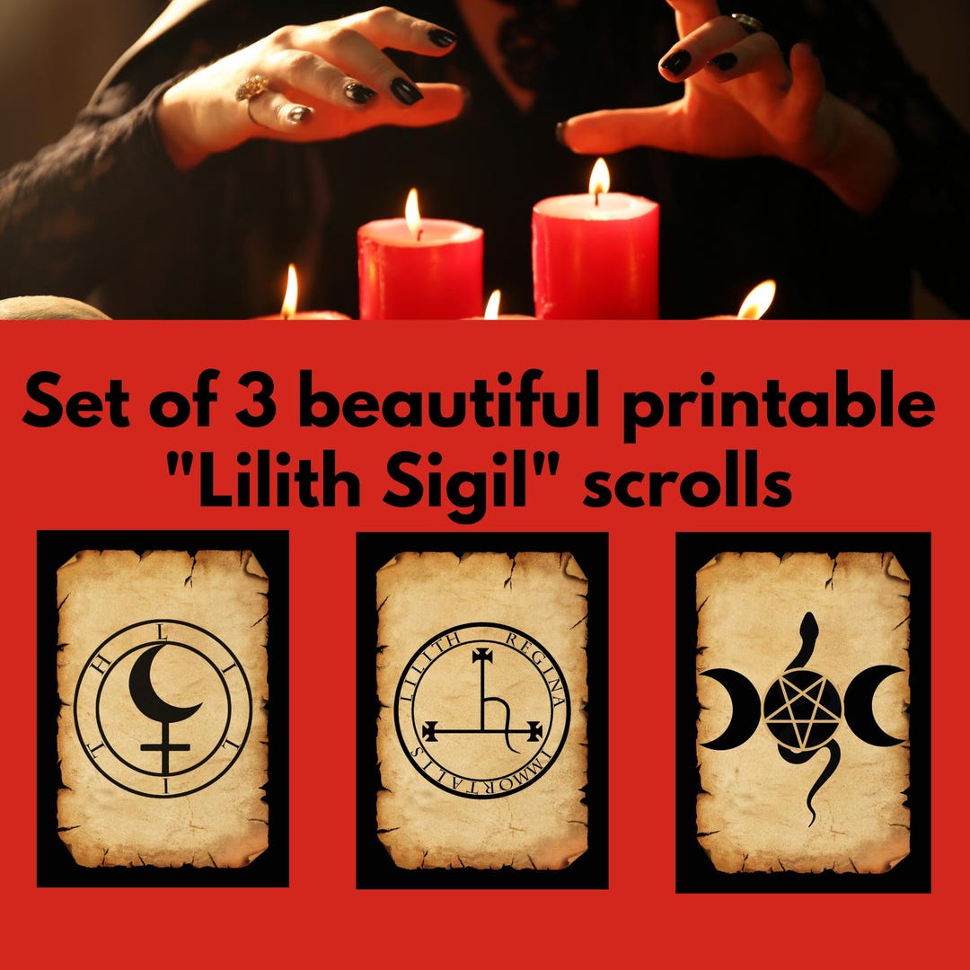 Lilith Ritual Accessories, Lilith Wall Art, Printable Lilith Sigils ...