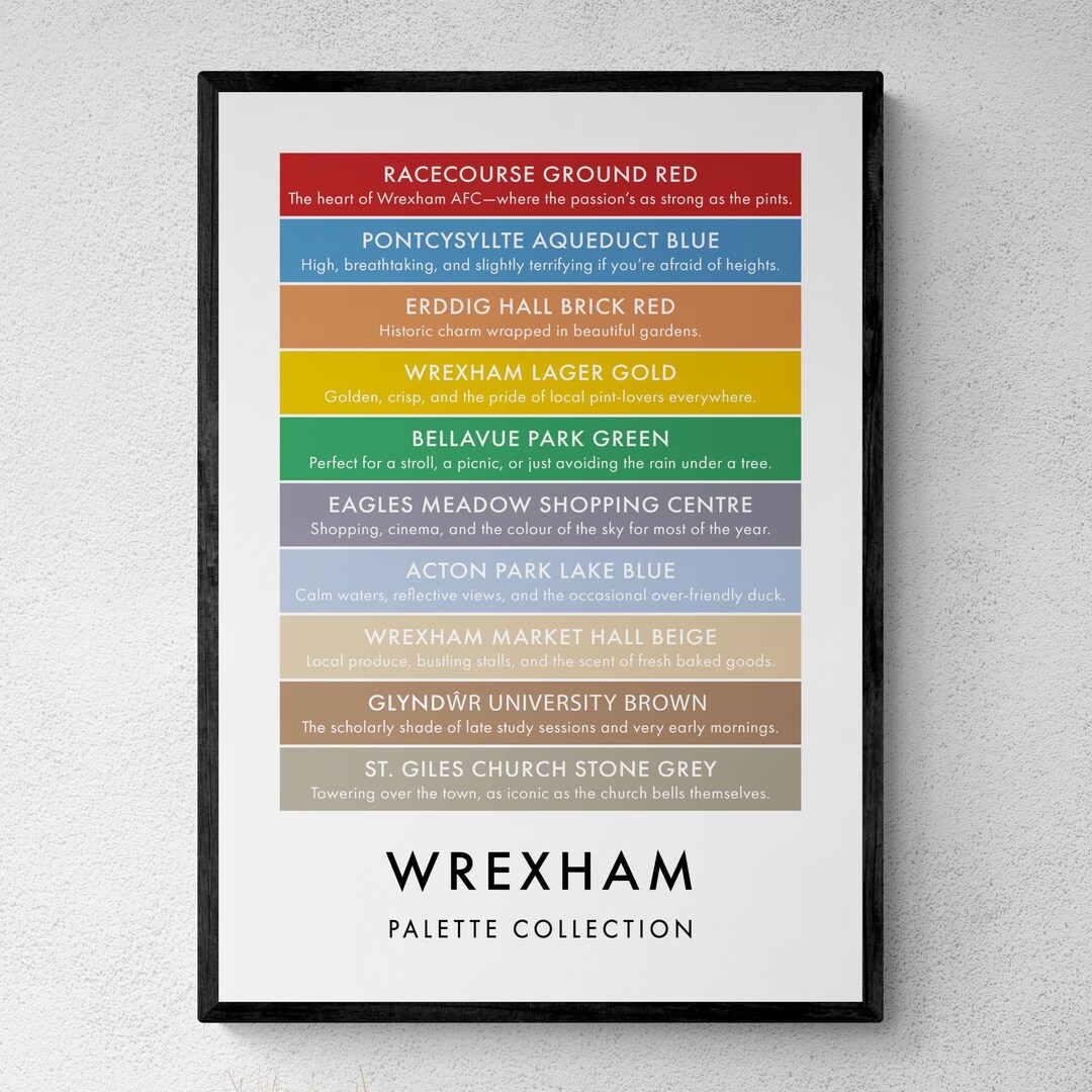 Wrexham Funny Colour Palette Print, Poster Wall Art Printable Digital ...