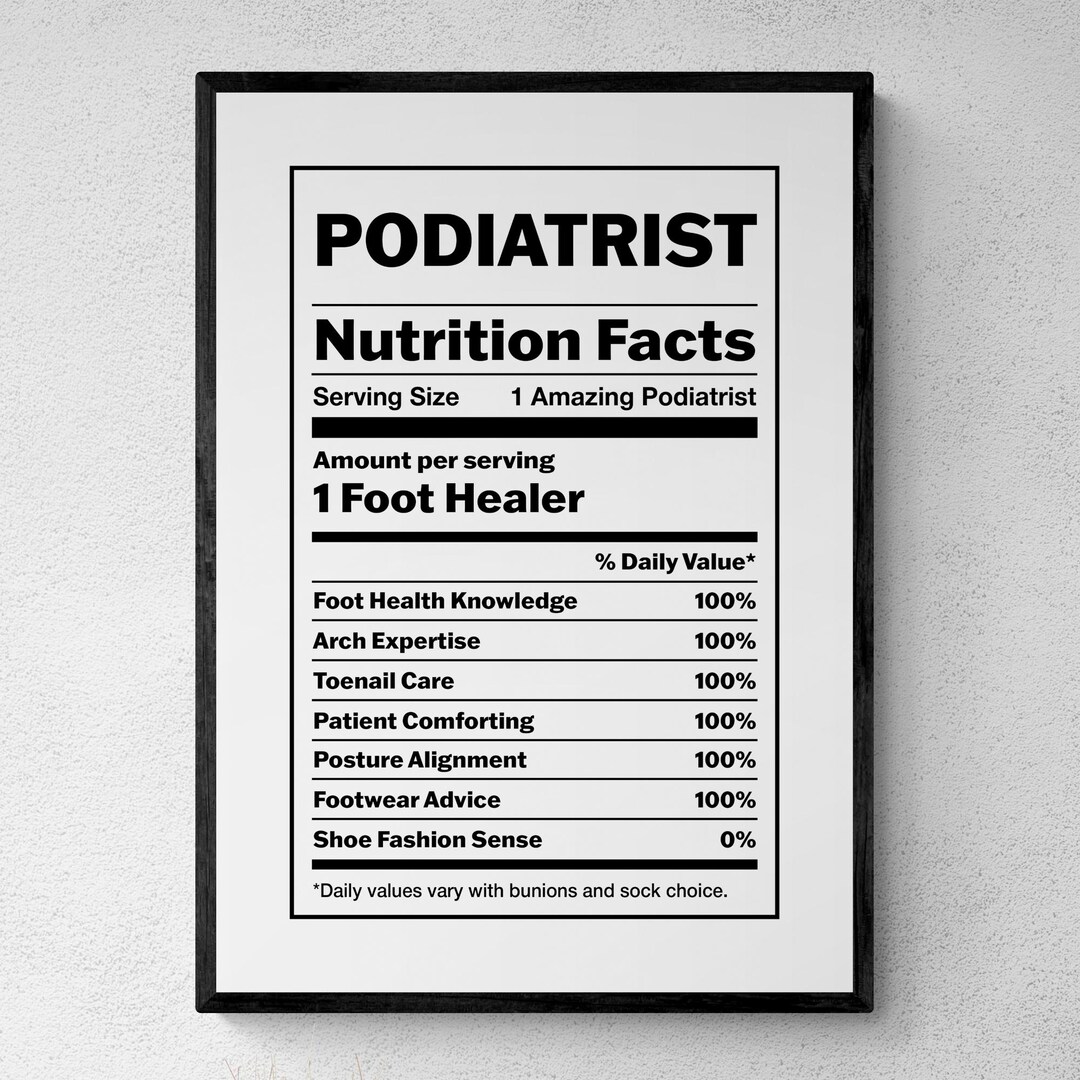 Podiatrist Funny Nutrition Facts Print, Job Gifts, Funny Wall Art ...
