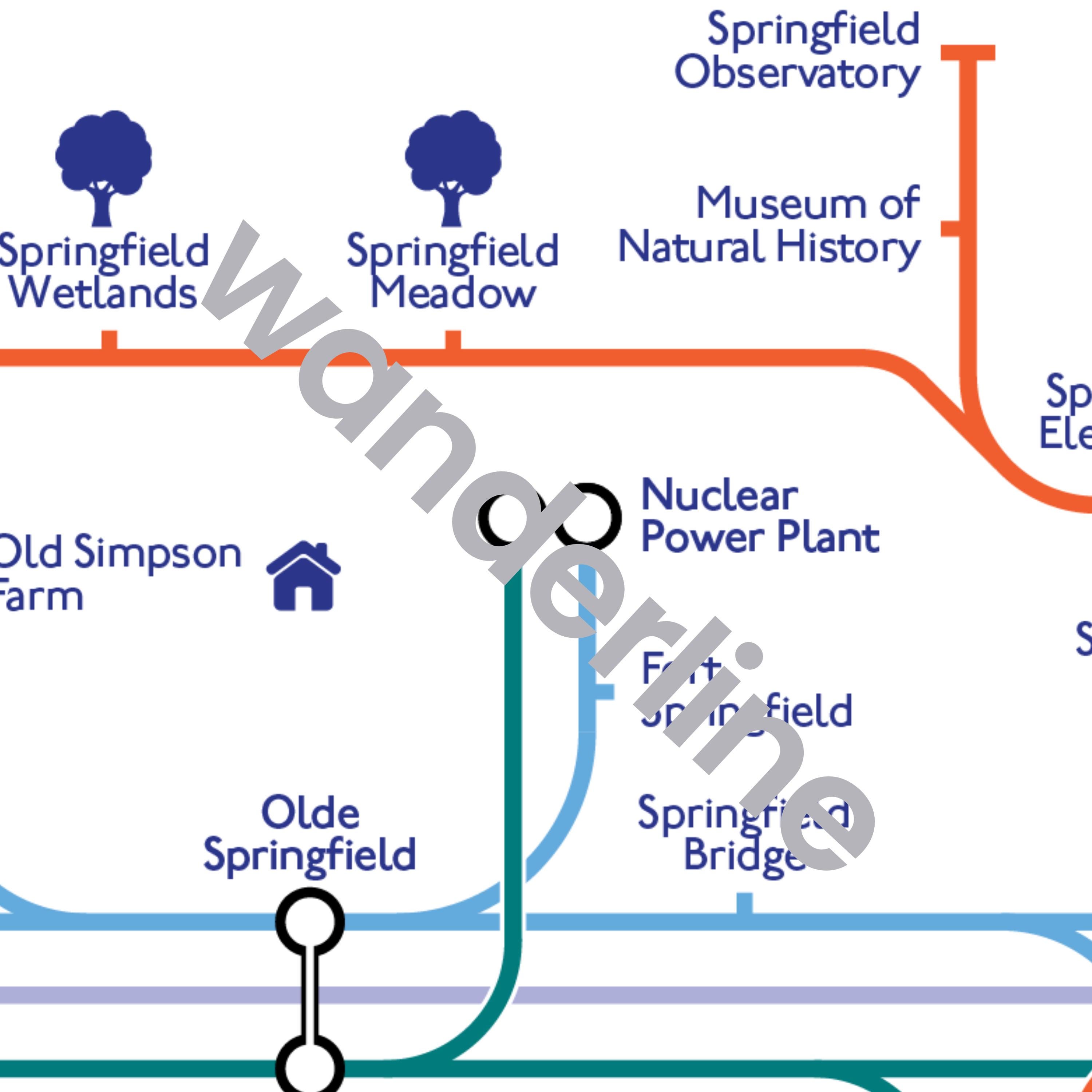 The Simpsons Tube Map Print, A3 Poster Wall Art, the Simpsons Gifts ...