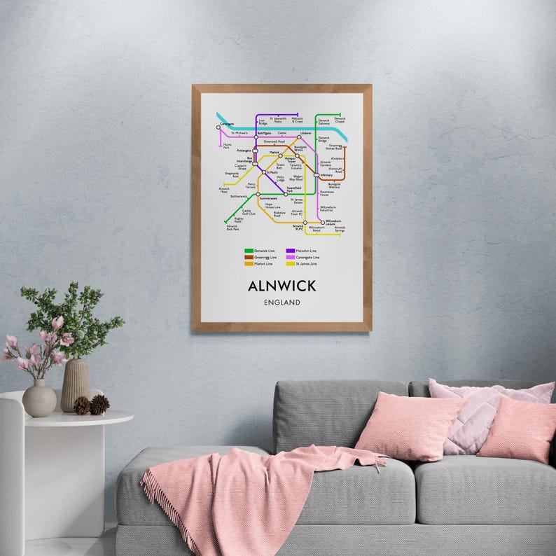 Alnwick Tube Map Print, Underground Street Map Wall Art Gifts - Etsy