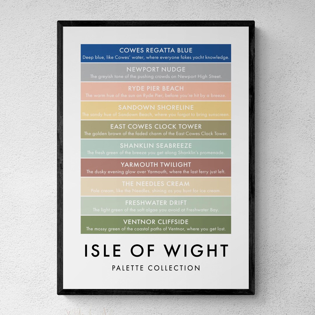 Isle of Wight Colour Palette Print, Funny Island Wall Art, England ...