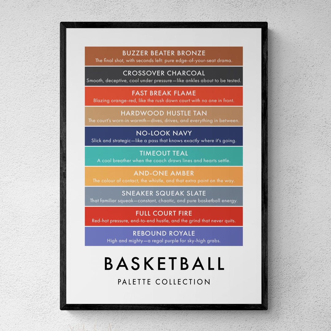 Basketball Colour Palette Print, Funny Sports Wall Art, Ball Games ...