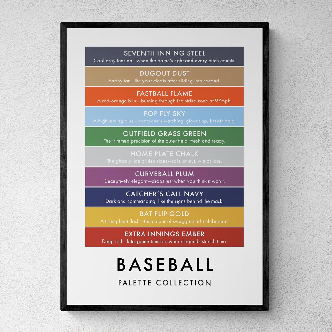 Baseball Colour Palette Print, Funny Sports Wall Art, Ball Games Poster ...
