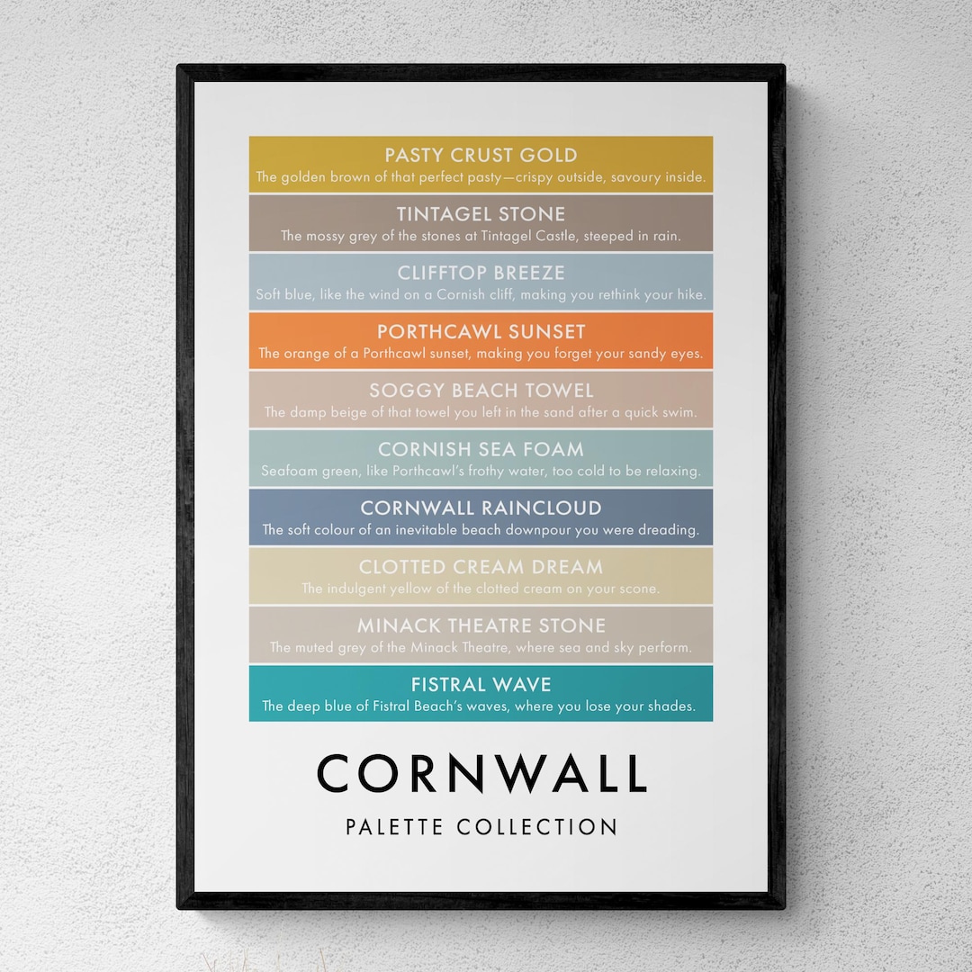 Cornwall Funny Colour Palette Print, Poster Wall Art | Printable ...