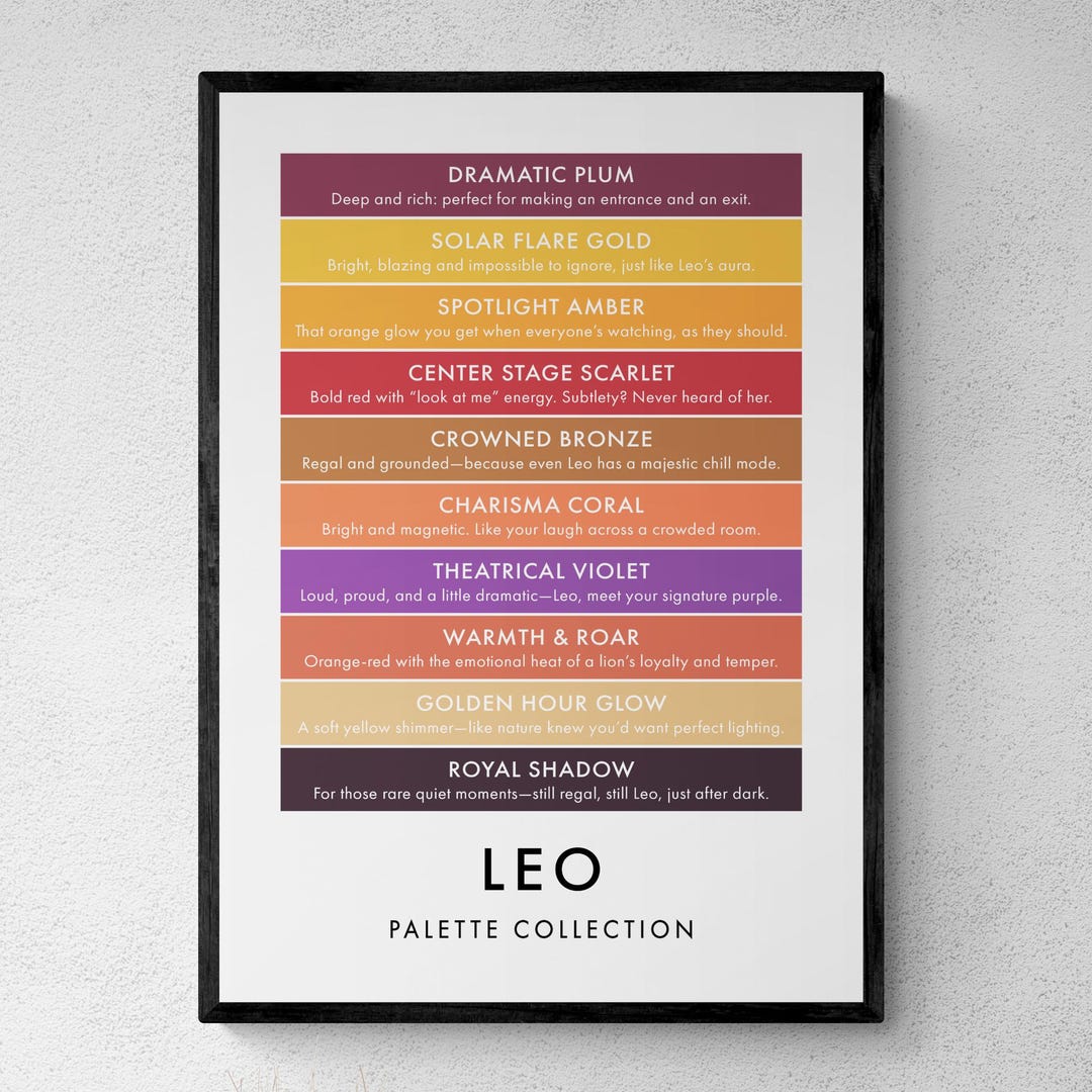 Leo Zodiac Sign Funny Colour Palette Print, Astrology Gift, Poster Wall ...
