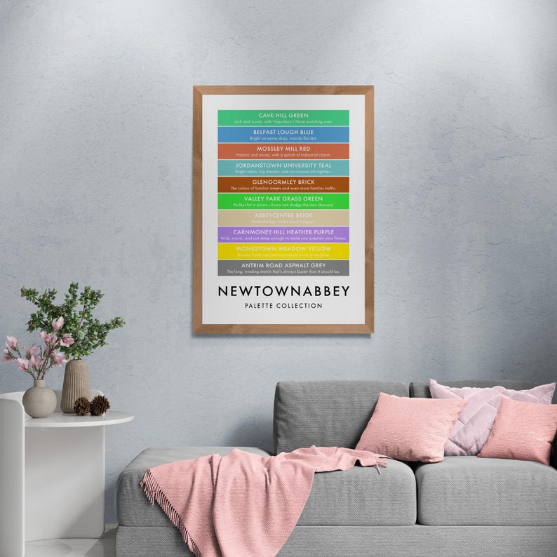 Newtownabbey Colour Palette Print, Funny Northern Ireland Wall Art ...