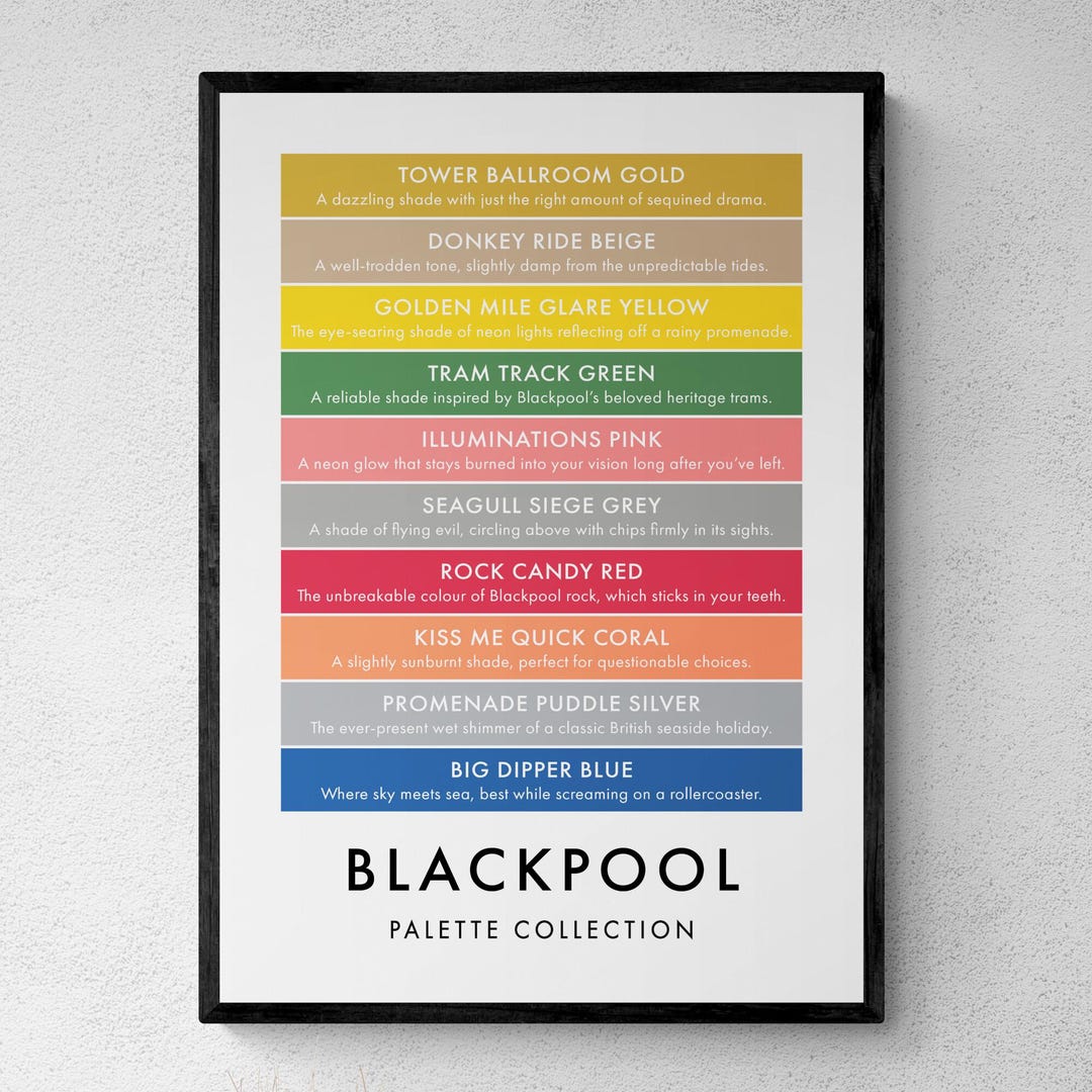 Blackpool Funny Colour Palette Print, Poster Wall Art | Printable ...